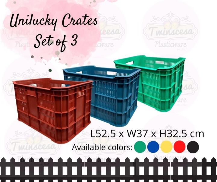 3 pcs plastic large CRATES HEAVY DUTY | Lazada PH