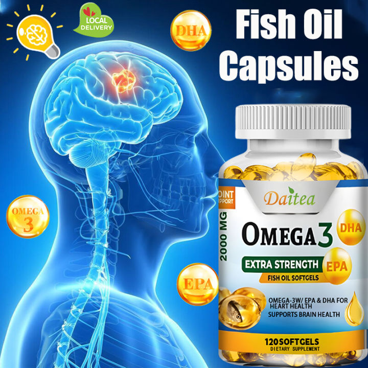 Daitea OMEGA 3 Fish Oil Supplement Supports Brain and Nervous System Health, Cardiovascular ...