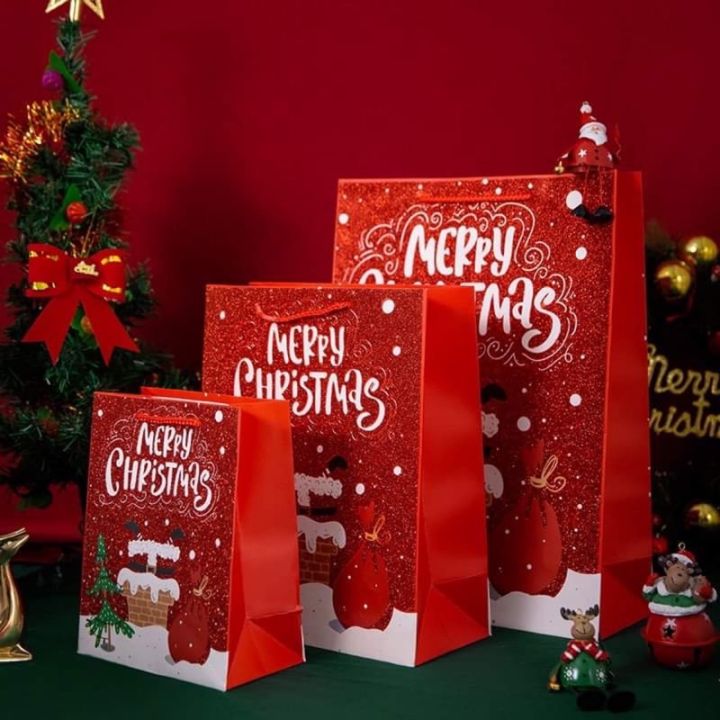 Christmas Paper gift bag With Coated glitter sand Gift Wrapping paper ...