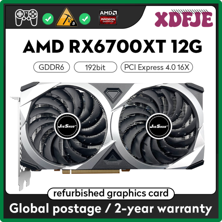 XDFJE JIESHUO AMD RX 6700XT 12G GPU กราฟิกวิดีโอ GDDR6 192-Bit HDMI * 1 ...