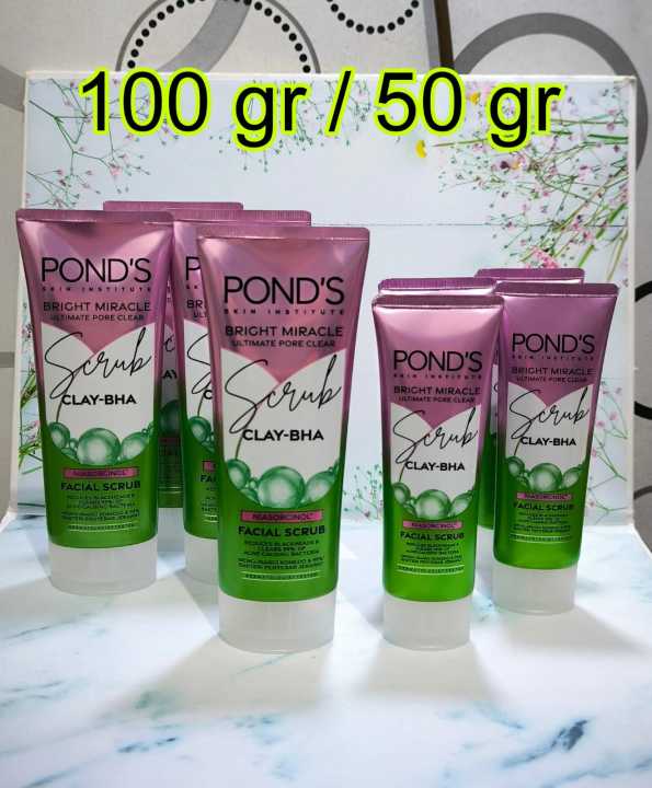 Clear Solution Ponds Facial Scrub 100Gr & 50Gr Bright Miracle Ultimate ...