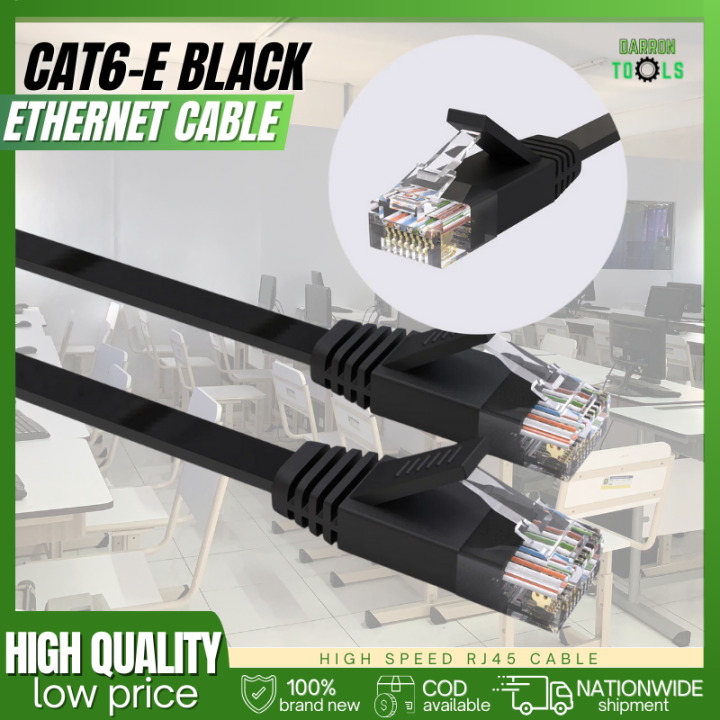 CAT6E Lan Cable Black Network Ethernet Patch Cable High Speed RJ45 ...