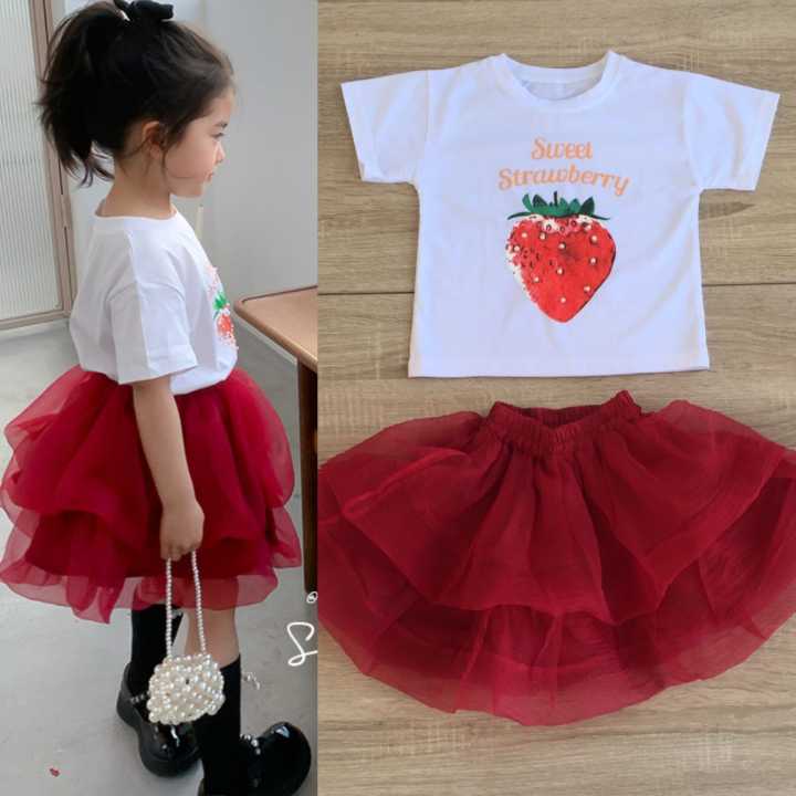 (1-8th) Setelan anak cewek sweet strawberry mutiara rok tutu balon ...