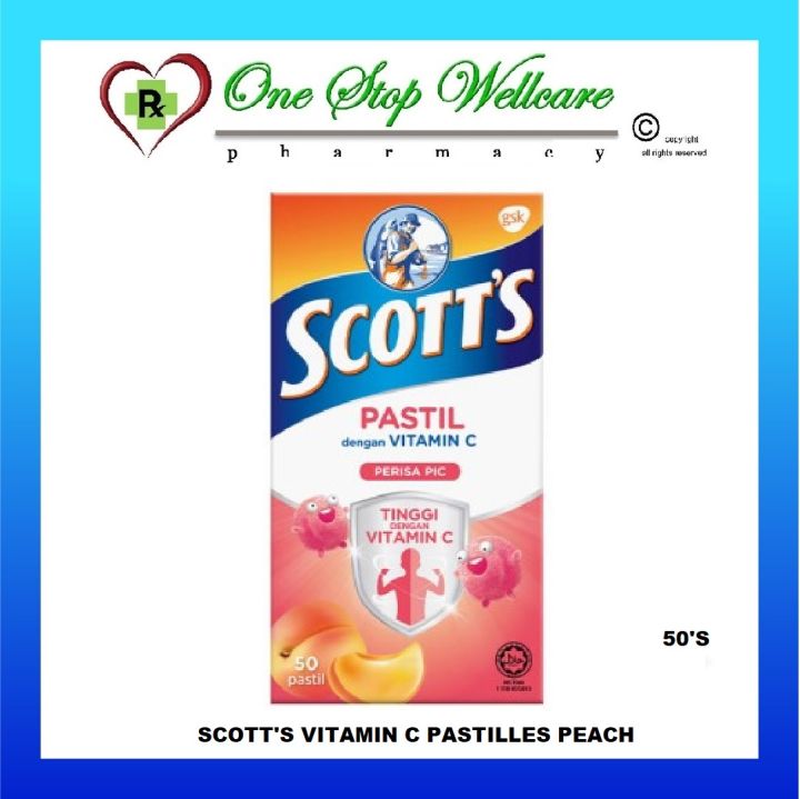 SCOTT'S VITAMIN C PASTILLES (PEACH) 50'S (EXP:03/2025) | Lazada