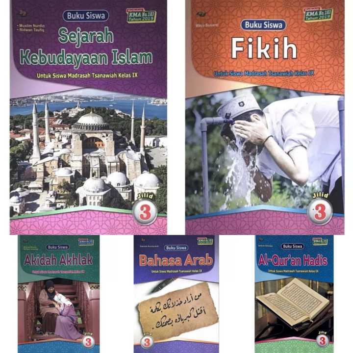 Buku siswa Madrasah Tsanawiyah KMA 183 bahasa arab akidah ahlak al-qur'an hadis sejarah ...