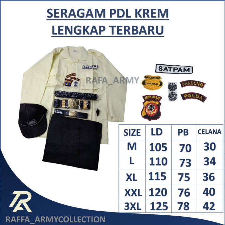 Seragam pdh krem lengkap/seragam pdl lengkap atribut/seragam security ...