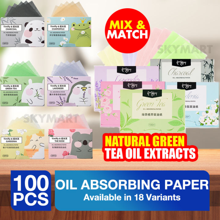 100 pcs Natural Green Tea Oil Absorbing Tissues Facial Oil Absorbing ...