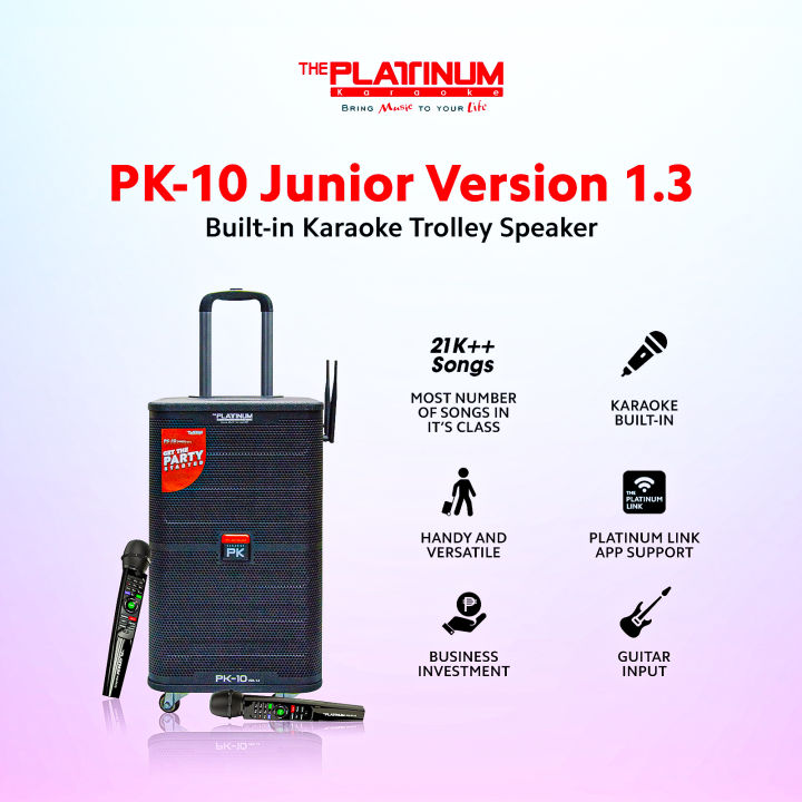 PK-10 Junior Version 1.3 Built-in Karaoke Trolley Speaker | Lazada PH