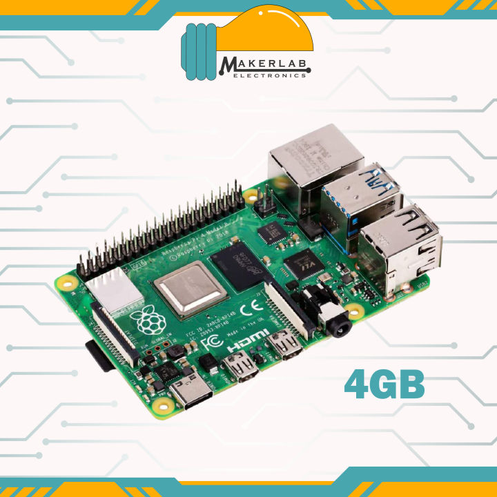 Raspberry Pi 4 Model B Motherboard 4GB RAM 64 bit | Makerlab Electronics | Single Board Computer ...