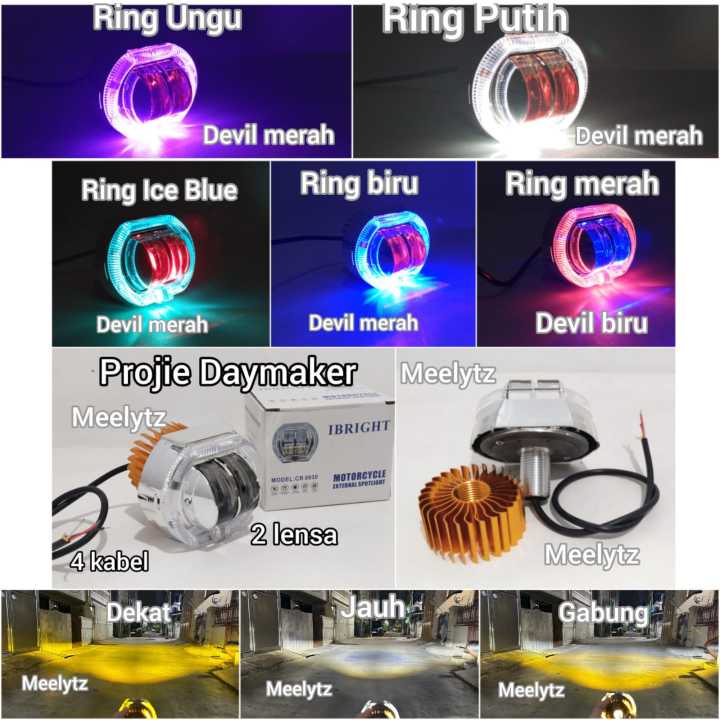 IBRIGHT - NEW Projie Biled 2 Lensa jauh dekat kuning putih plus Ring ...
