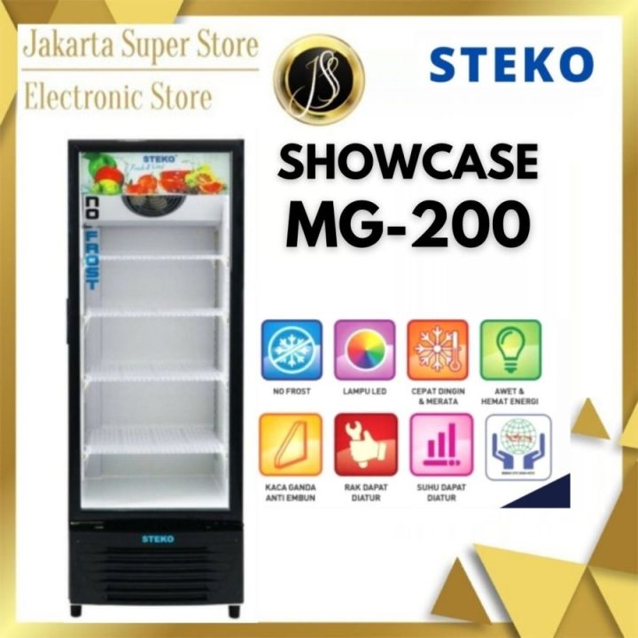 SHOWCASE STEKO MG 200 4 RAK DISPLAY COOLER KULKAS LOW WATT NO FROST ...