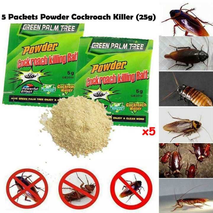 5 Packets Powder Cockroach Killer (1pkt / 45g) Cockroach Bait Effective Insect Killer Racun ...