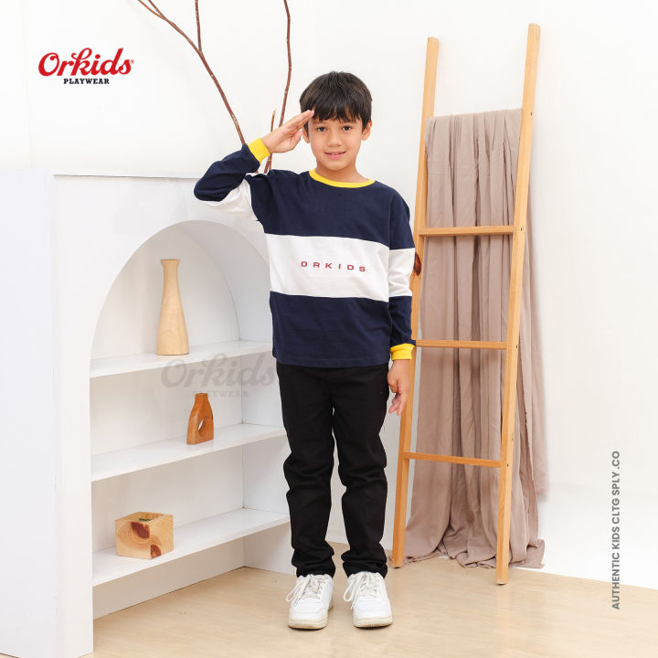 Kaos Lengan Panjang Anak Laki-Laki Umur 10 Tahun Orkids Kaos Distro Anak Qurk Navy White ...