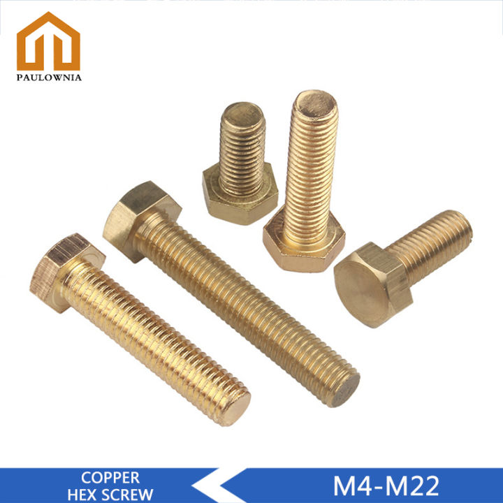 Ready Stock M3 M4 M5 M6 M8 M10 M12 Brass Screw Hexagon Machine Screw ...