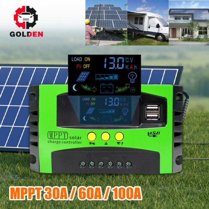 Pengontrol Tenaga Surya MPPT 30A / 60A / 100A 12V 24V Regulator Cerdas Baterai Panel Surya Rumah ...