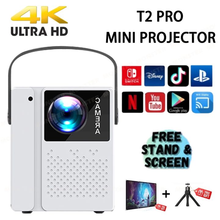T2 PRO Projector Portable Smart Mini 4K LED Projector OS Android WiFi Bluetooth HDMI USB ...