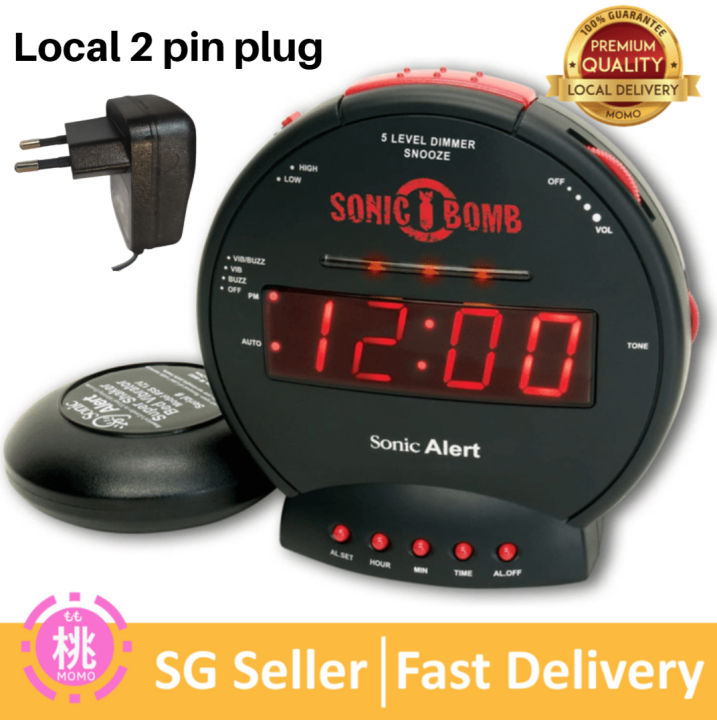 Sonic Bomb Dual Extra Loud Alarm Clock with Bed Shaker, Sonic Alert ...