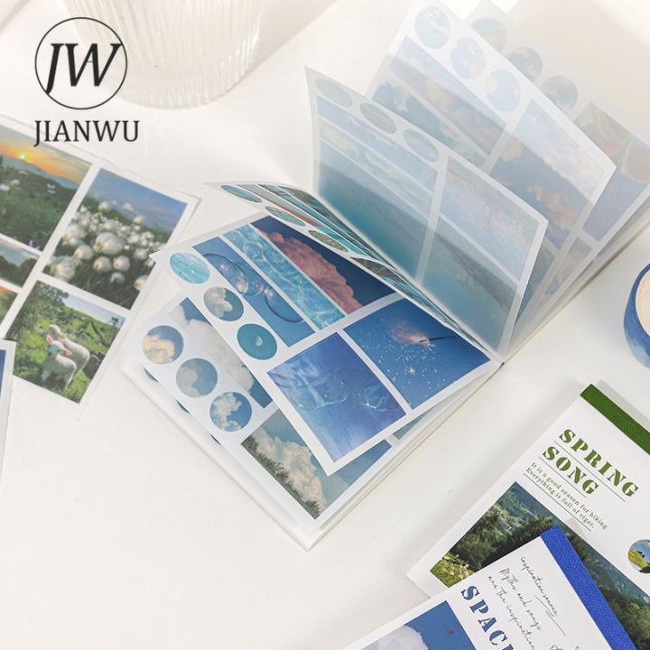 JIANWU 40Sheets INS Aesthetic Landscape Sticker Book DIY Journal ...