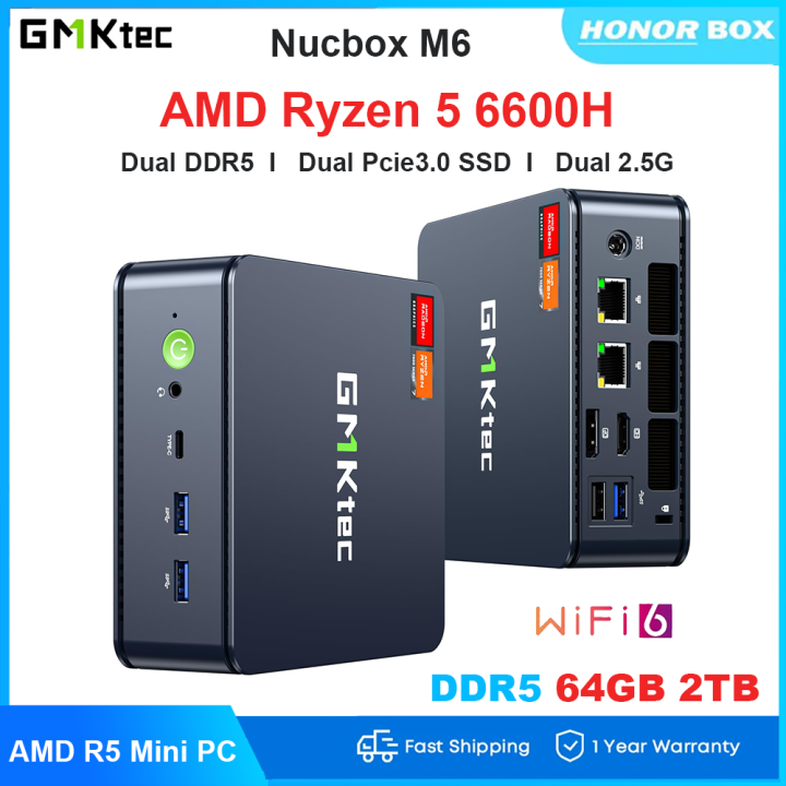 Gmktec nuc M6 gaming PC AMD Ryzen 5 6600H windoms11pro computers DDR5 ...