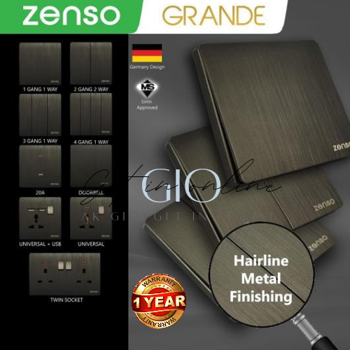 Zenso - Grande Series Socket & Switches Hairline Black { SIRIM APPROVED ...