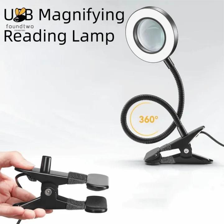 FOUNDTWO Adjustable Levels LED Magnifying Glass Lamp 5X Magnification ...