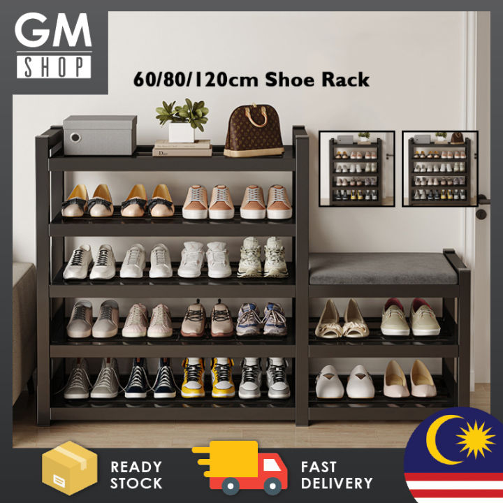 GMSHOP 60/80/120cm 5 Tier Bold Tube Shoe Storage Rack Entryway Shoe ...