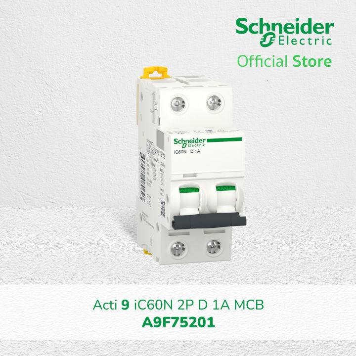 Schneider Electric- Miniature Circuit Breaker (MCB), Acti9 iC60N, 2Pole, 1-63A, D curve, 6000A ...