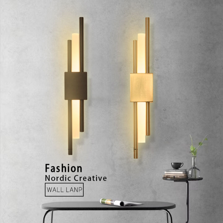 LED Wall Light Nordic Wrought Iron Acrylic Tri-color Wall Decor Decor ...