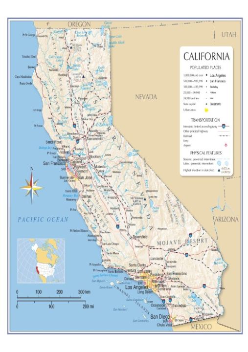 California USA Map Waterproof A4 Laminated Chart | Lazada PH