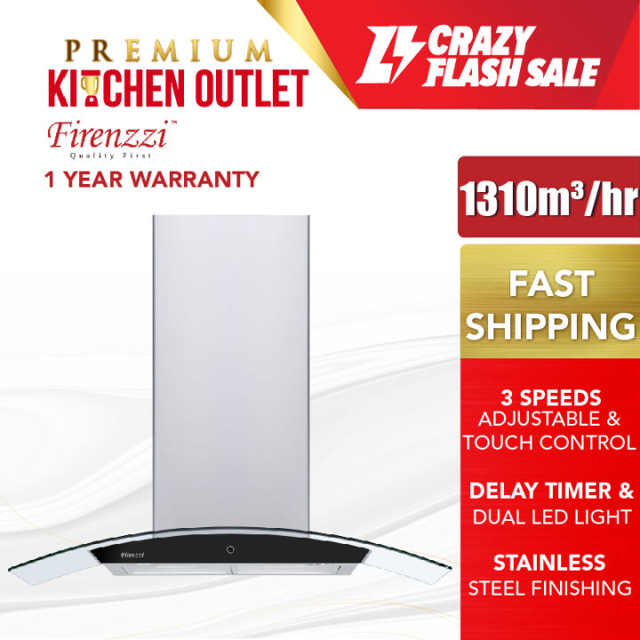 Firenzzi 1310m3/Hr Designer Cooker Hood FCH-6122 XP + 3 Burners Gas ...