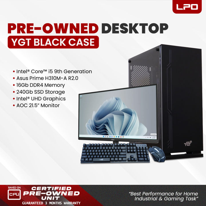 LPO Desktop Computer Set and Desktop Unit Only Intel® Core™ i5-9400 With YGT Black Case, Asus ...