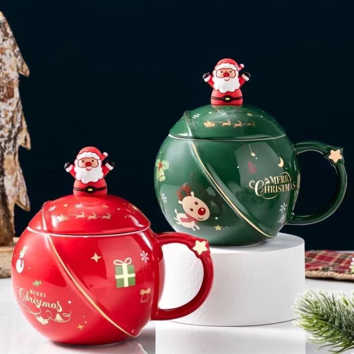 Elegant Christmas Gold Mugs Cute Christmas Mug With Santa Claus Spoon ...