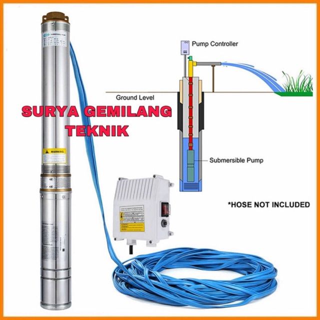 Pompa Satelit 1/2HP + Kabel 50 Meter Mesin Pompa Sumur Dalam Body 3in ...