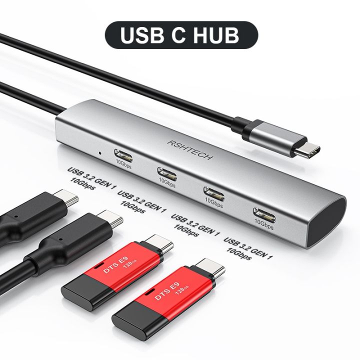 RSHTECH RX04 USB C Hub 10Gbps 4-Port USB C to USB-C 3.2 Gen 2 Dongle ...