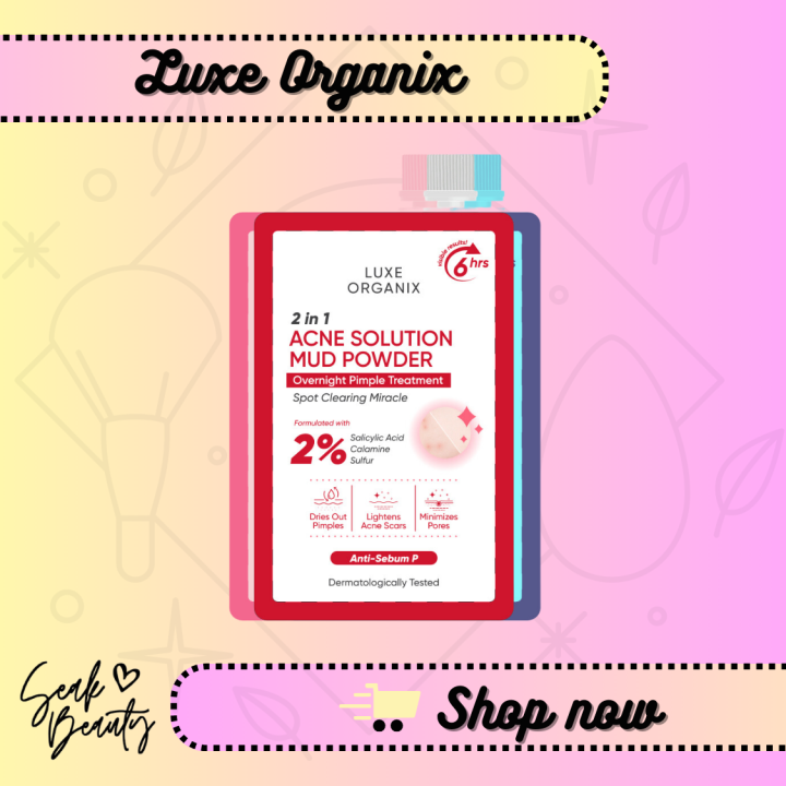 Luxe Organix 2 in 1 Acne Solution Mud Powder Overnight Pimple Treatment ...