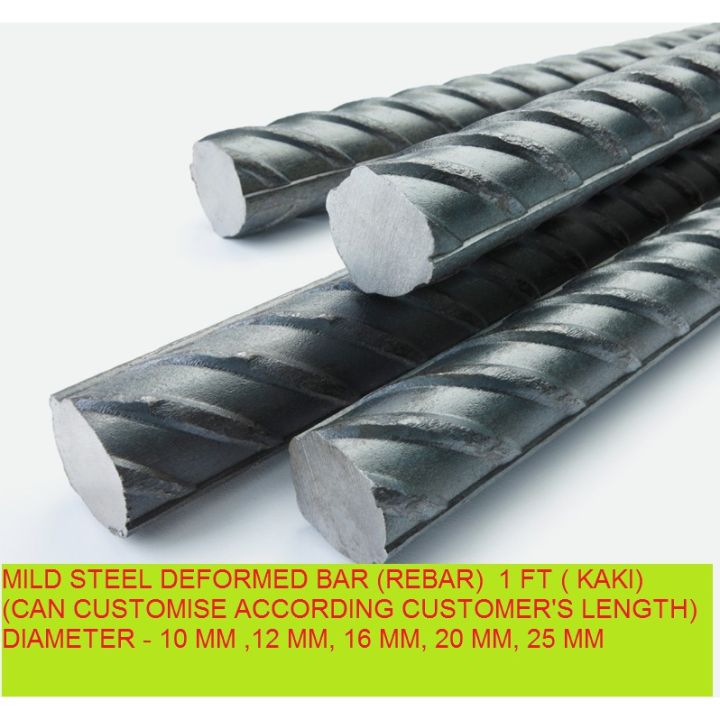 MILD STEEL (BESI ULIR) DEFORMED BAR (REBAR) 1 FT ( KAKI) KE 5 FT (KAKI ...