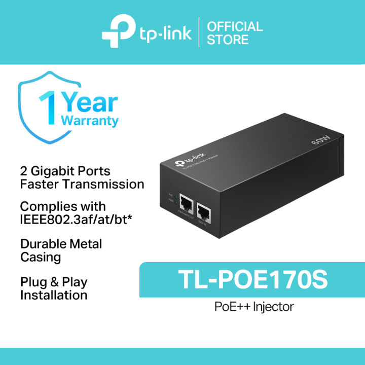 TP-Link TL-POE170S 10/100/1000Mbps PoE++ Injector Media Converter ...