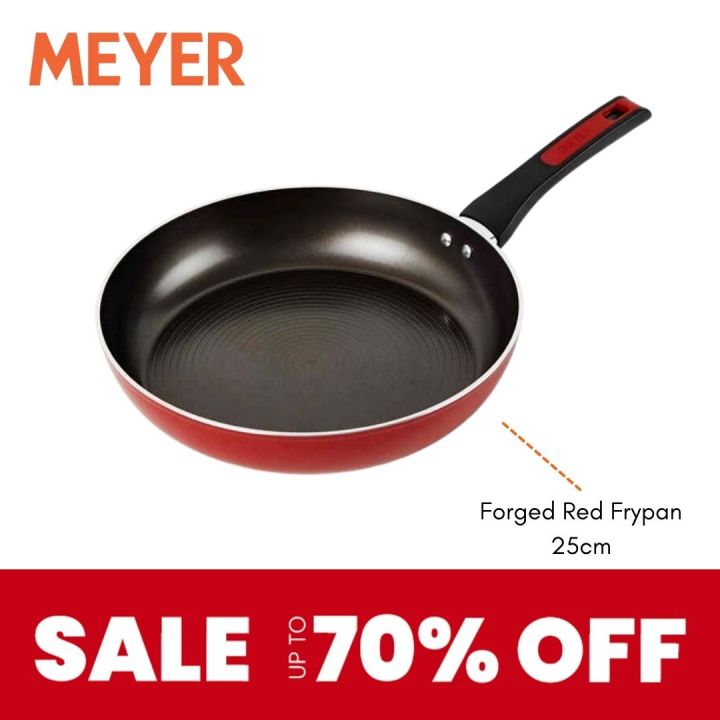 Meyer Open Frypan Forged Aluminum Non-Stick Cookware Non Stick Frying Pan Red Pan 25cm cs ...