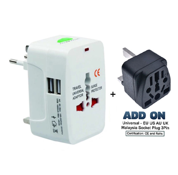 Universal Travel Adaptor 1 USB Port International Adapter Worldwide AU ...