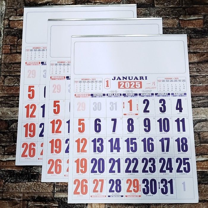 KALENDER KERJA STANDARD UMUM ( 38 CM × 54 CM ) BAHAN KERTAS HVS TAHUN ...