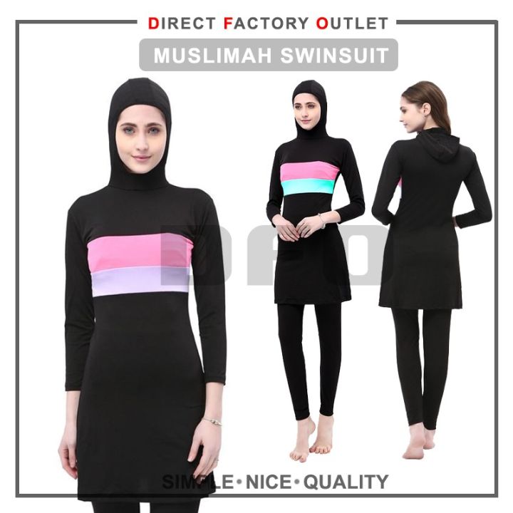 DFO Muslimah Swimsuit Hijab Women Female Swimming Suit Baju Renang Plus ...