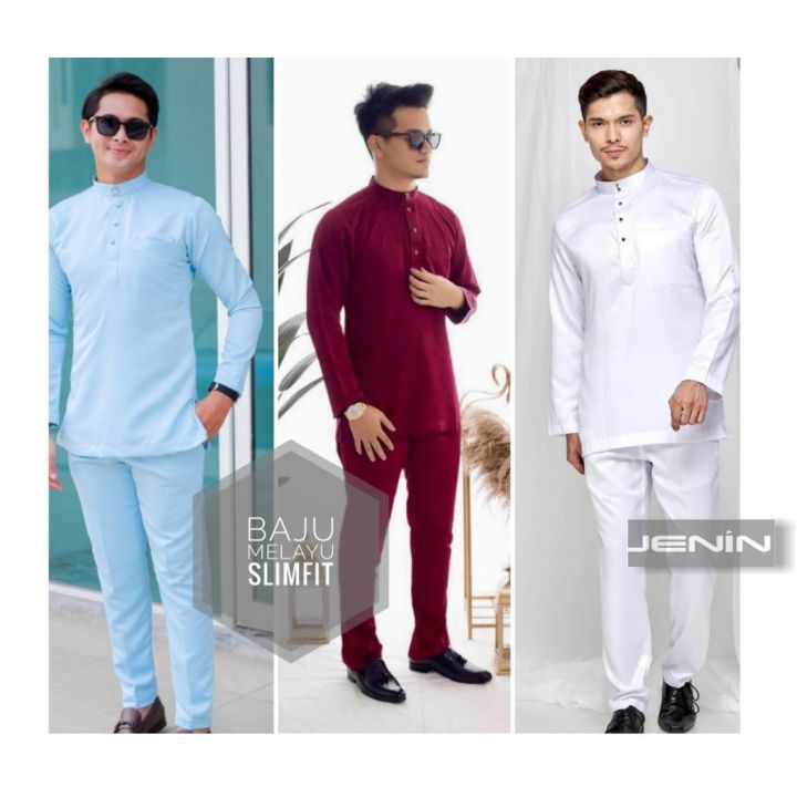 Baju Melayu Slimfit Lelaki Man Baju Melayu Musang Dull Satin Baju Raya ...