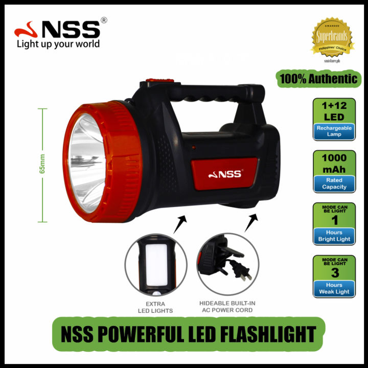 NSS - Powerful LED Flashlight 1000mHA Super Battery Life Outdoor ...