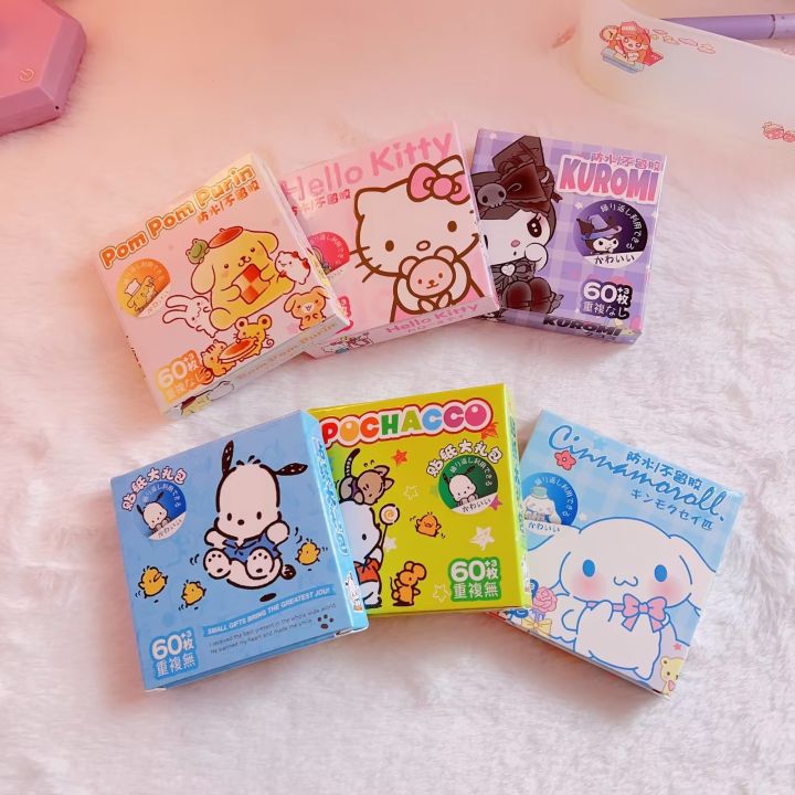 60pcs Box Sanrio Cute Cartoon Stickers Pvc Waterproof Sticker Cinnamon