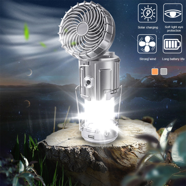 Solar Rechargeable Fan Outdoor Ceiling Fan with Night Light USB ...