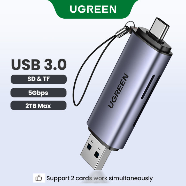 UGREEN 2-in-1 SD TF Card Reader 2TB Max USB 3.0 OTG Memory Adapter for Samsung Huawei MacBook ...