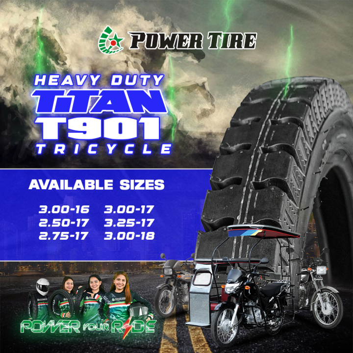 POWER TIRE T901 8 PLY RATING - HEAVY DUTY/TRICYCLE "TIRE SIZE 16,17,18 ...