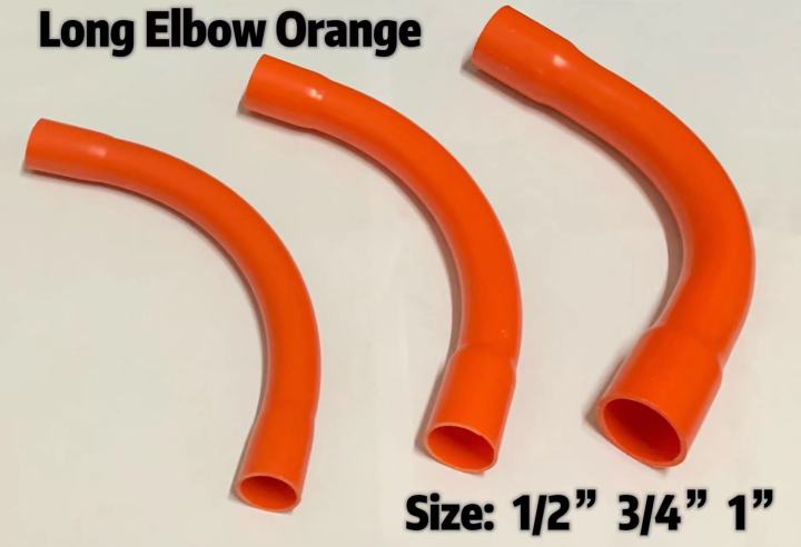 PVC Orange Fittings Electrical Conduit Pipe Long Elbow 1/2" 3/4" 1 ...