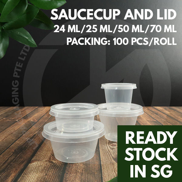 Sauce Cup and Lid (100pcs) 25ml 50ml 70ml / Condiment / Disposable ...