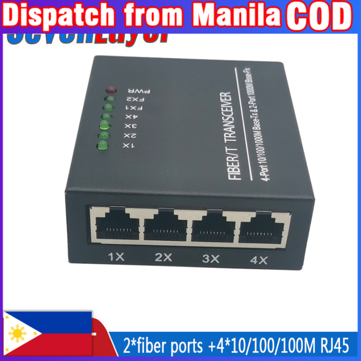 COD Media Converter Gigabit Fiber Optic 2 SC 4 RJ45 UTP Ethernet Fiber Switch 10/100/1000M ...